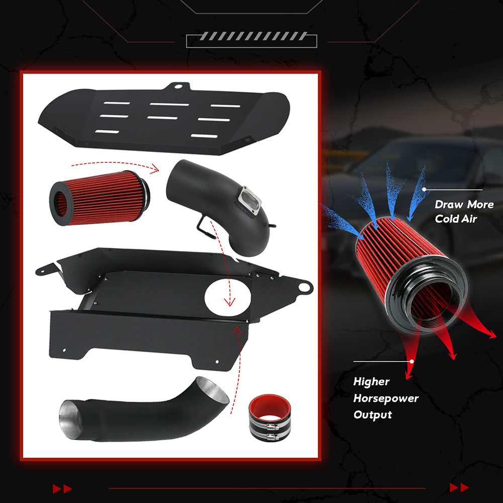 Cold Air Intake Kit w/ Filter & Heat Shield Air Intake System Kit For ...